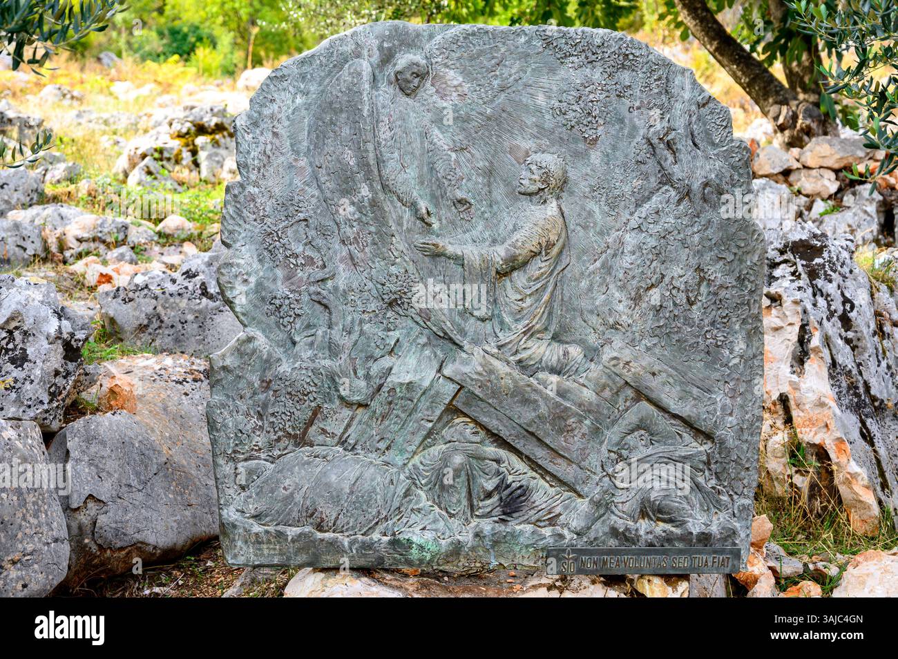 The Agony of Jesus in the Garden, the inscription reads 'not My will ...