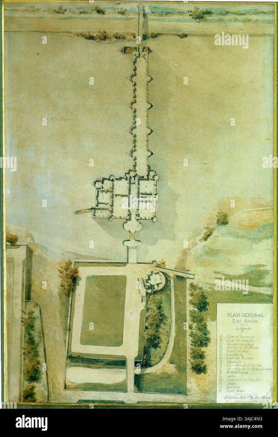 The general plan of the Château de Chenonceau, created in 1865 by Félix ...