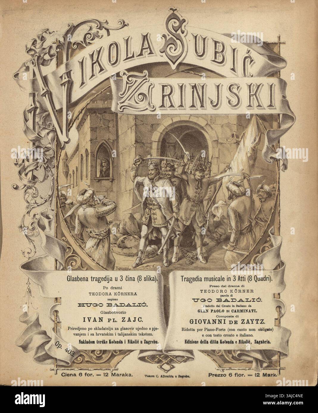 This is the title page from the piano score of 'Nikola Ubi Zrinjski' by Croatian composer Ivan ...