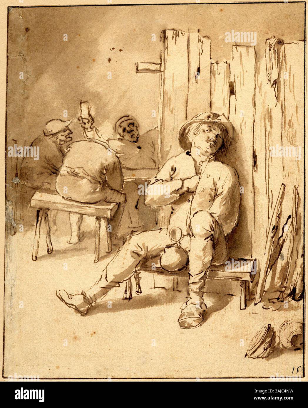 In 'Scene with Drinking Peasants' (1620–1638), Adriaen Brouwer presents ...