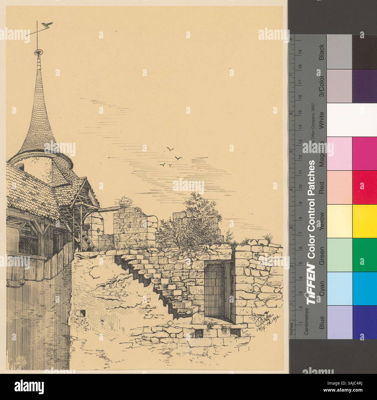 This illustration shows a detailed exterior view of the Castle in ...