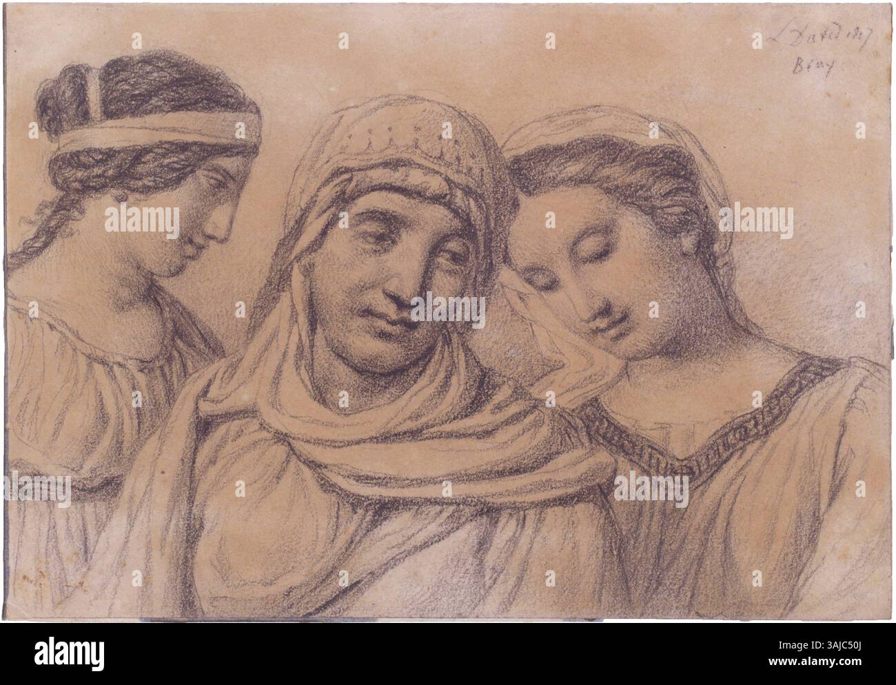 Jacques-Louis David’s 1817 drawing 'Drie vrouwen' (Three Women) uses ...