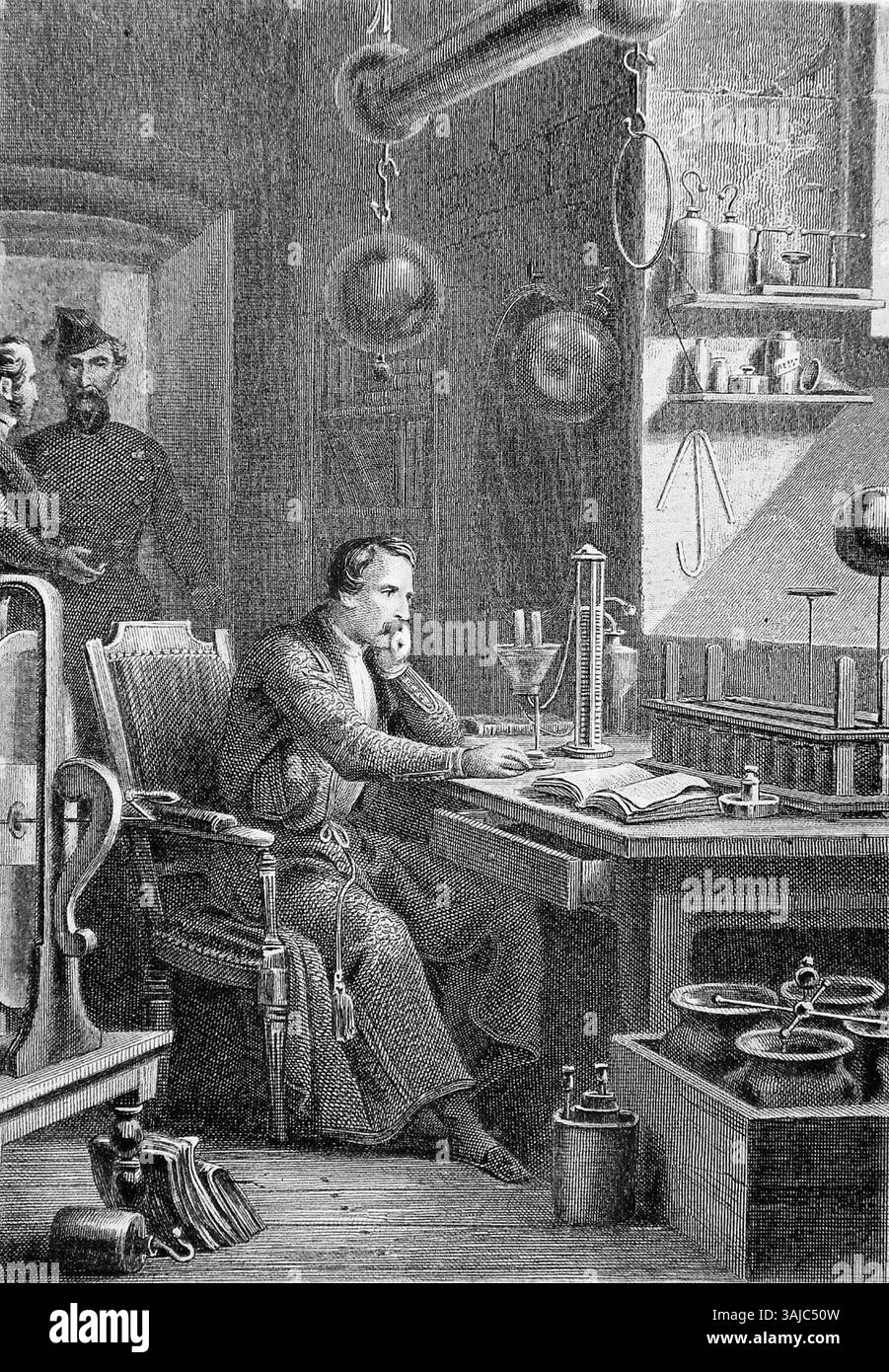 An engraving of Louis Napoléon Bonaparte performing a physics ...