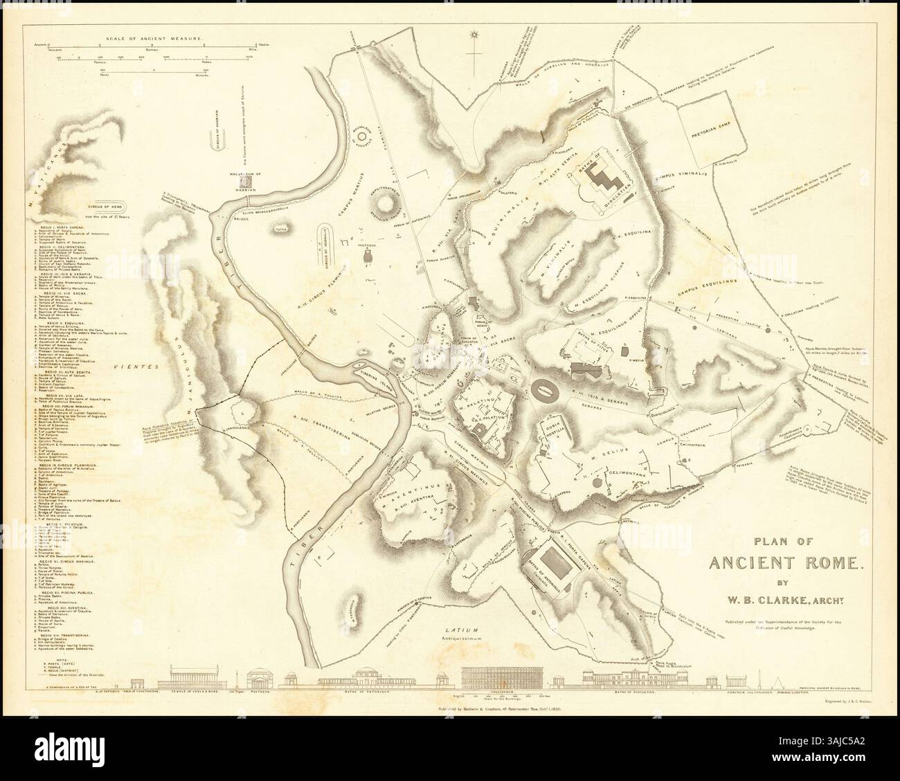 A 1830 architectural plan of Ancient Rome by William Barnard Clarke ...