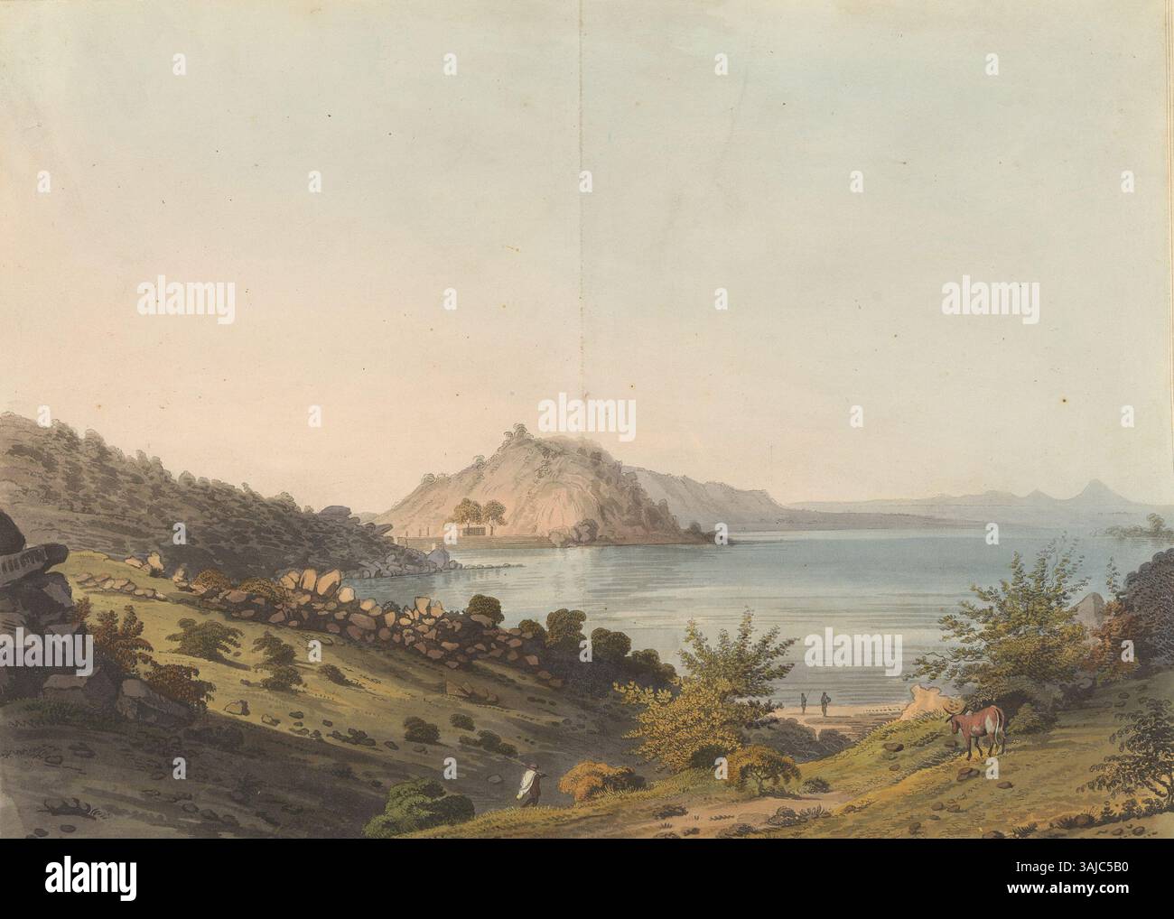 This 1805 aquatint print by John William Edy depicts the Lake of Mooty ...