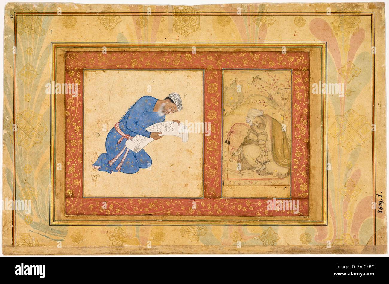 The 'Self-portrait of Mir Musavvir' (circa 1570-1604) is a watercolor ...