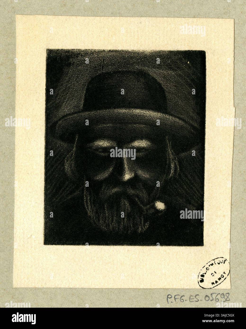 A print from 1900-1950 titled 'Fumeur de pipe,' which translates to ...