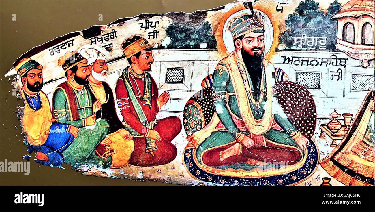 Fresco depicting Gurdwara Baba Atal, painted by Gian Singh Naqqash and others in the late 19th ...