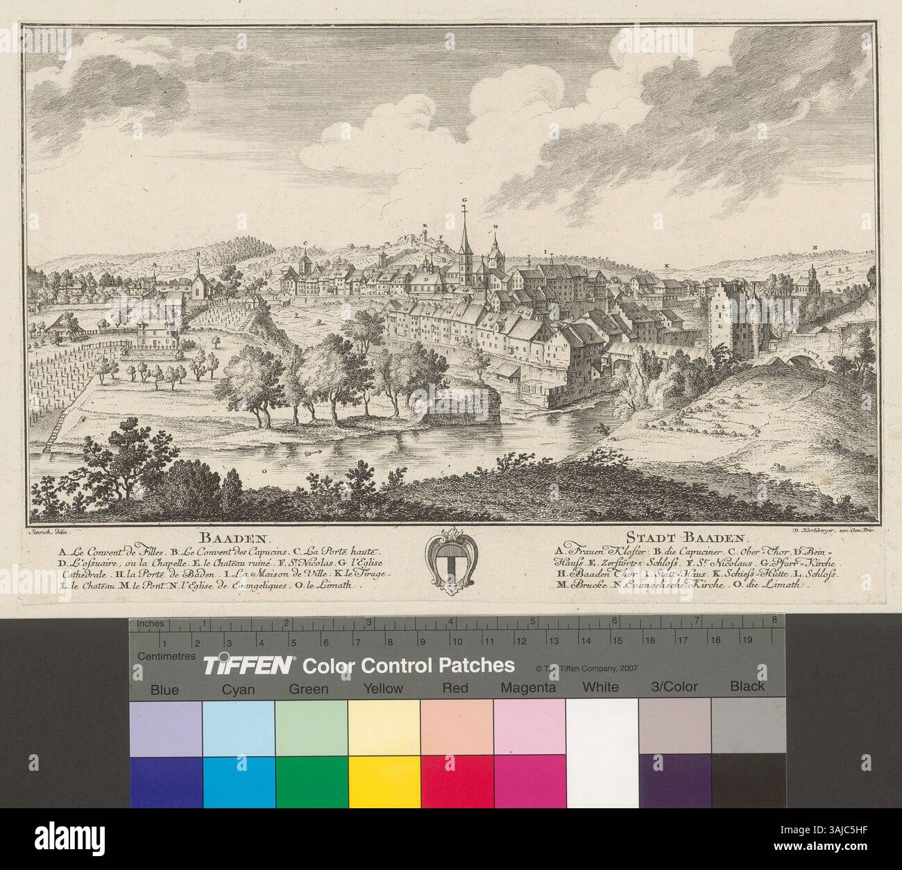A 1758-1761 etching depicting Baaden, Switzerland. The print is part of ...