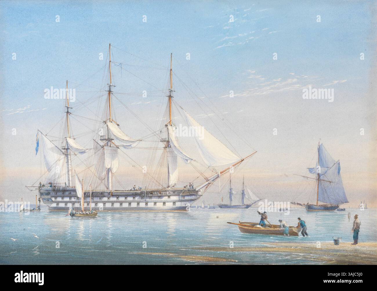 A watercolour painting by William Joy, showing the Donegal ship at sea ...