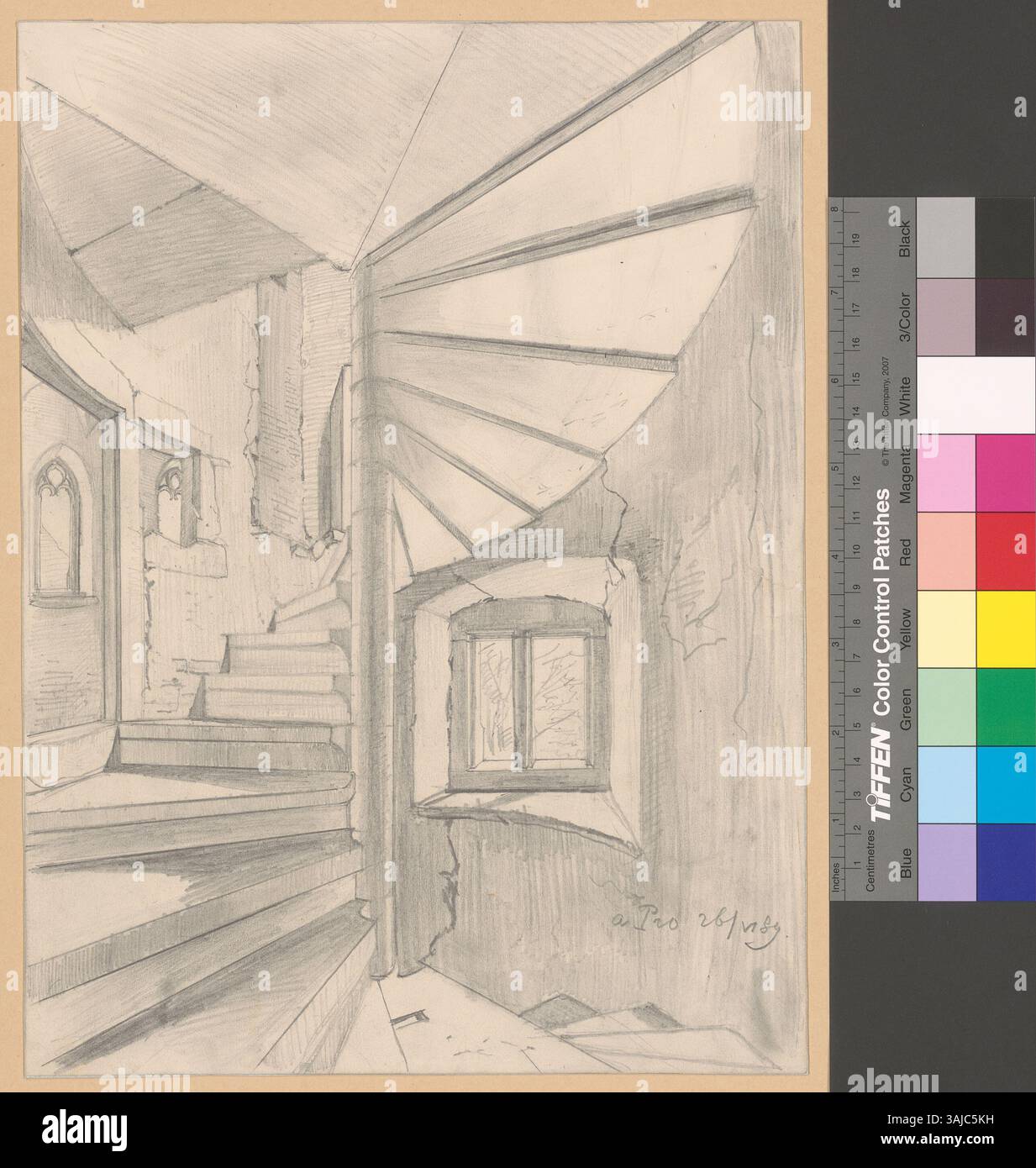 This 1889 drawing by Johann Rudolf Rahn shows a spiral staircase in A ...