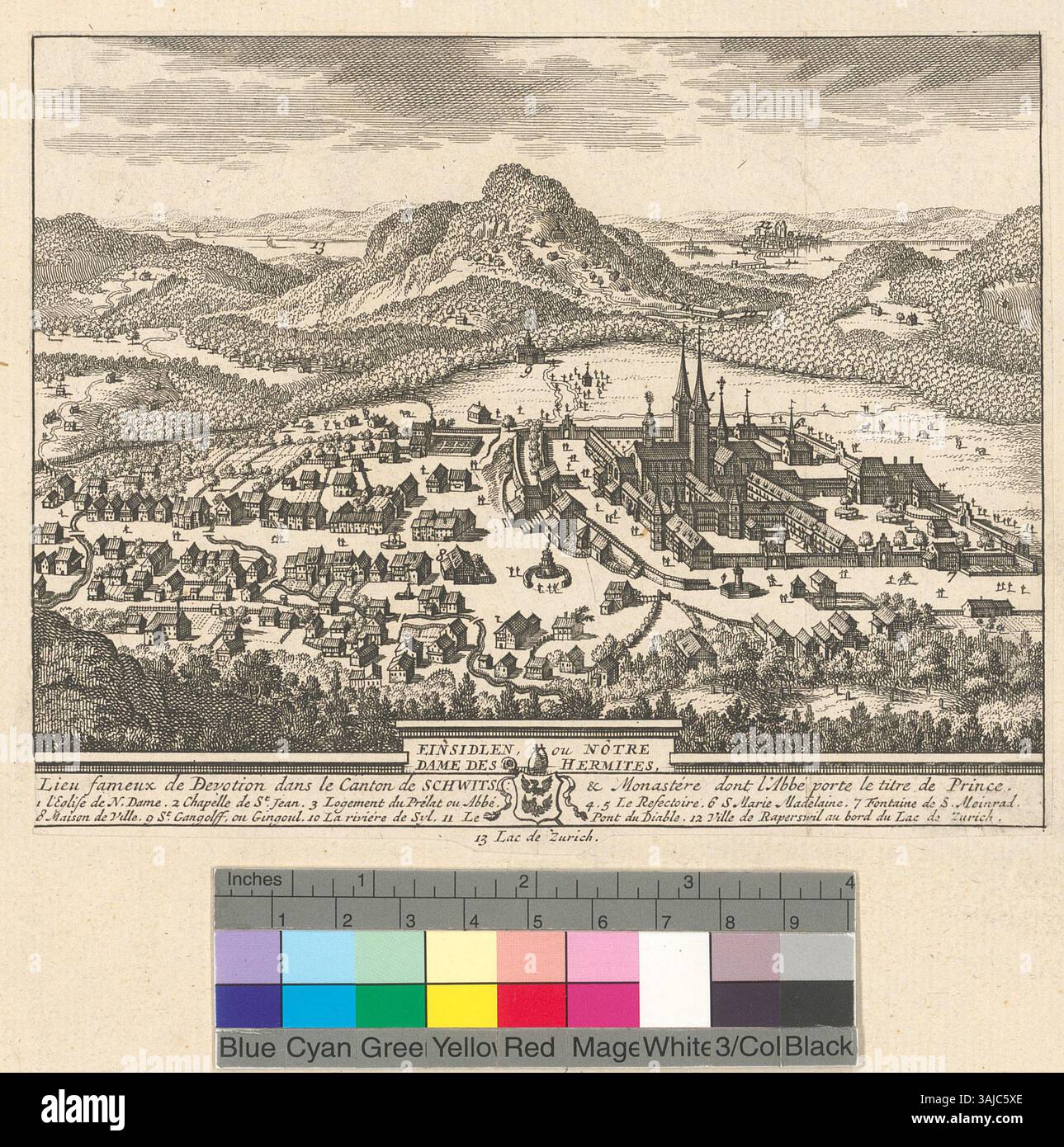 This 1714 etching shows the Einsiedeln Monastery, also known as Our ...