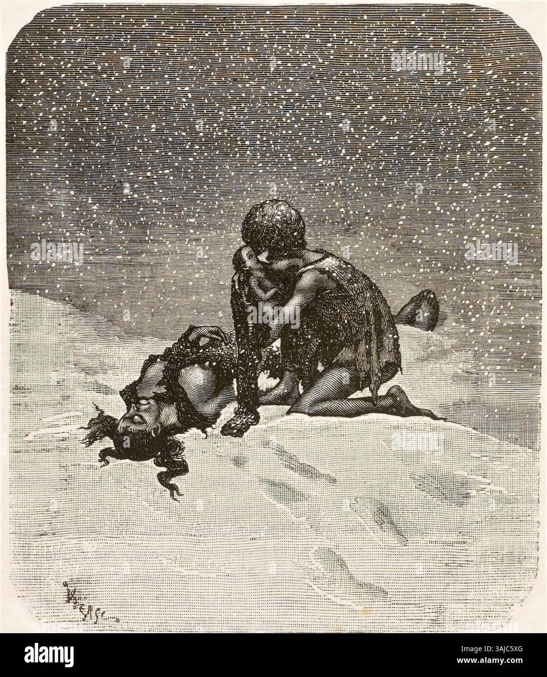 This 1885 illustration by Daniel Vierge depicts Gwynplaine and Dea ...
