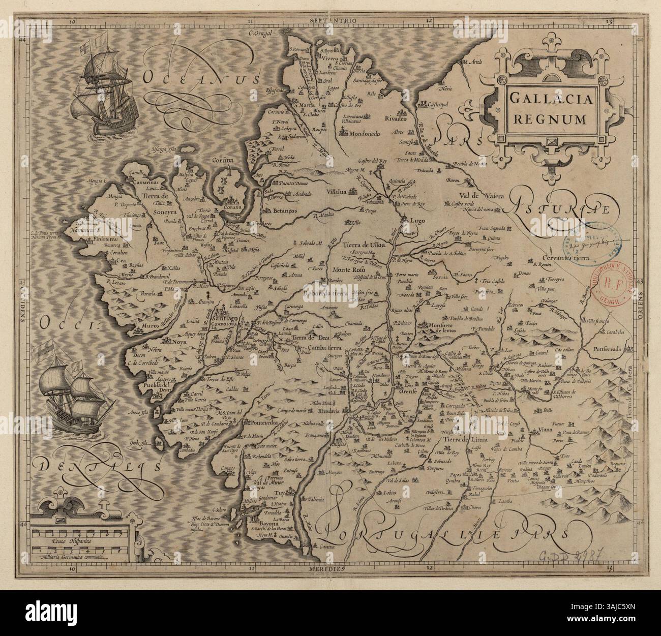 The 1611 map by Jodocus Hondius titled 'Gallaecia regnum' provides a detailed representation of ...