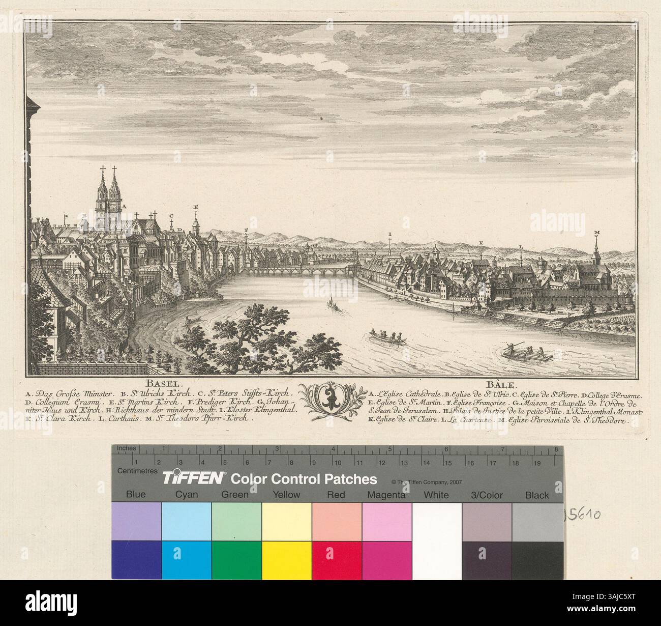 A 1754 etching by an anonymous artist depicts the city of Basel, part ...