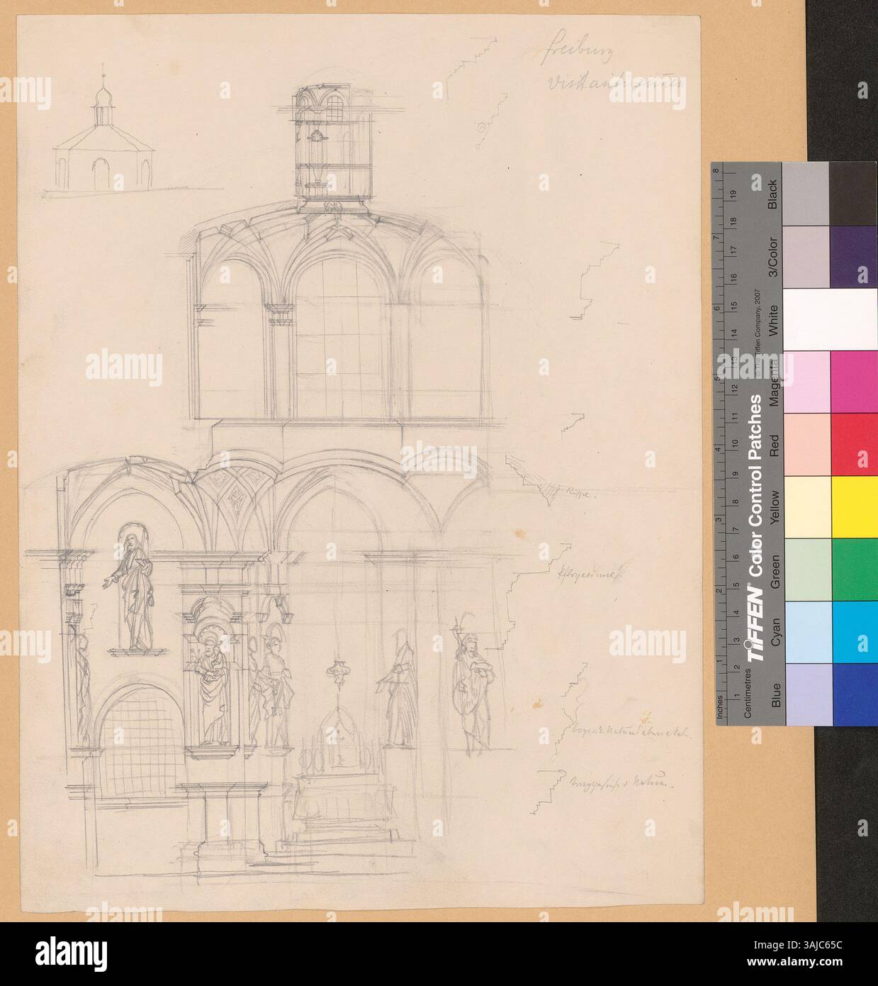 This architectural sketch by Johann Rudolf Rahn from 1860-1910 shows ...