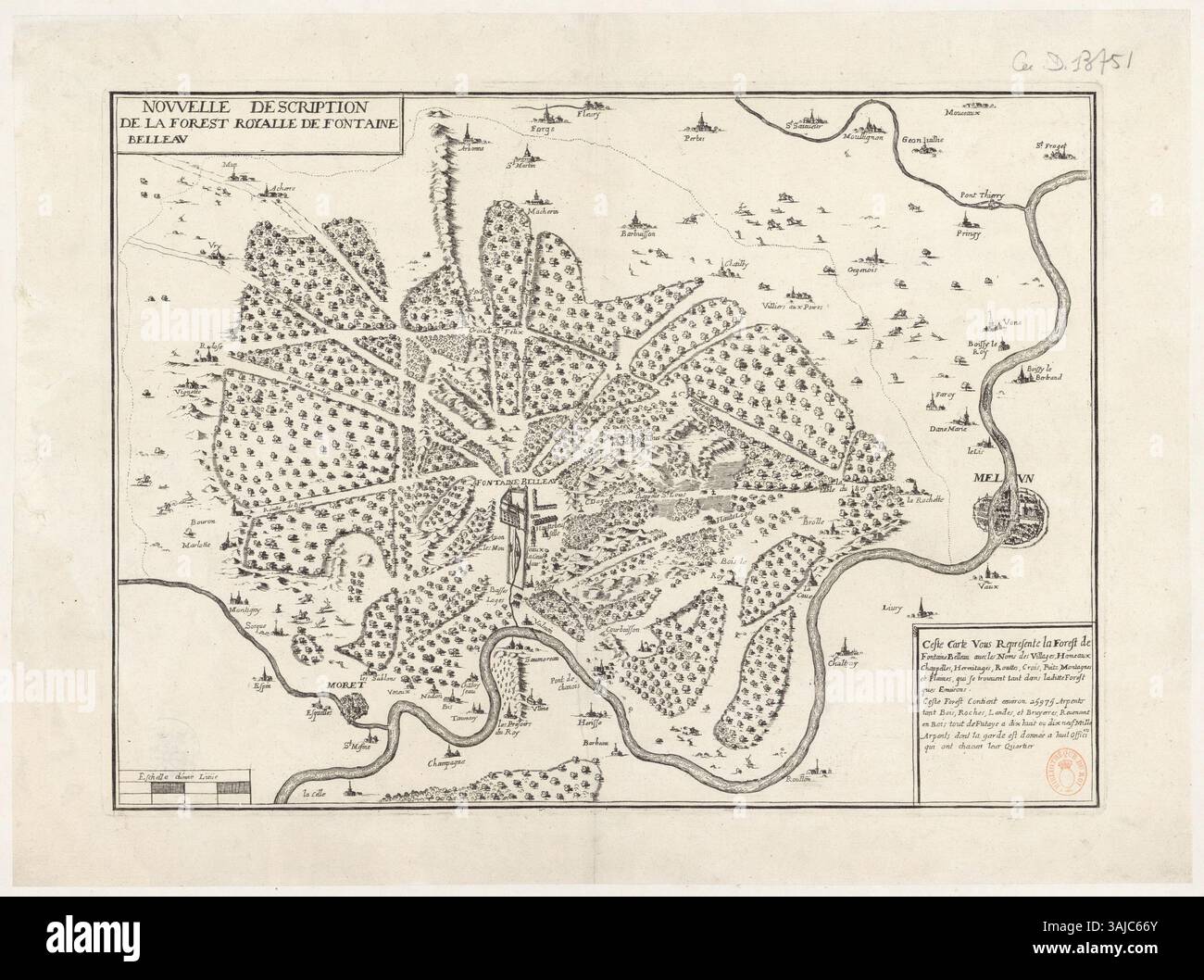 This 1648 map by Jean Boisseau describes the Forest of Fontainebleau ...