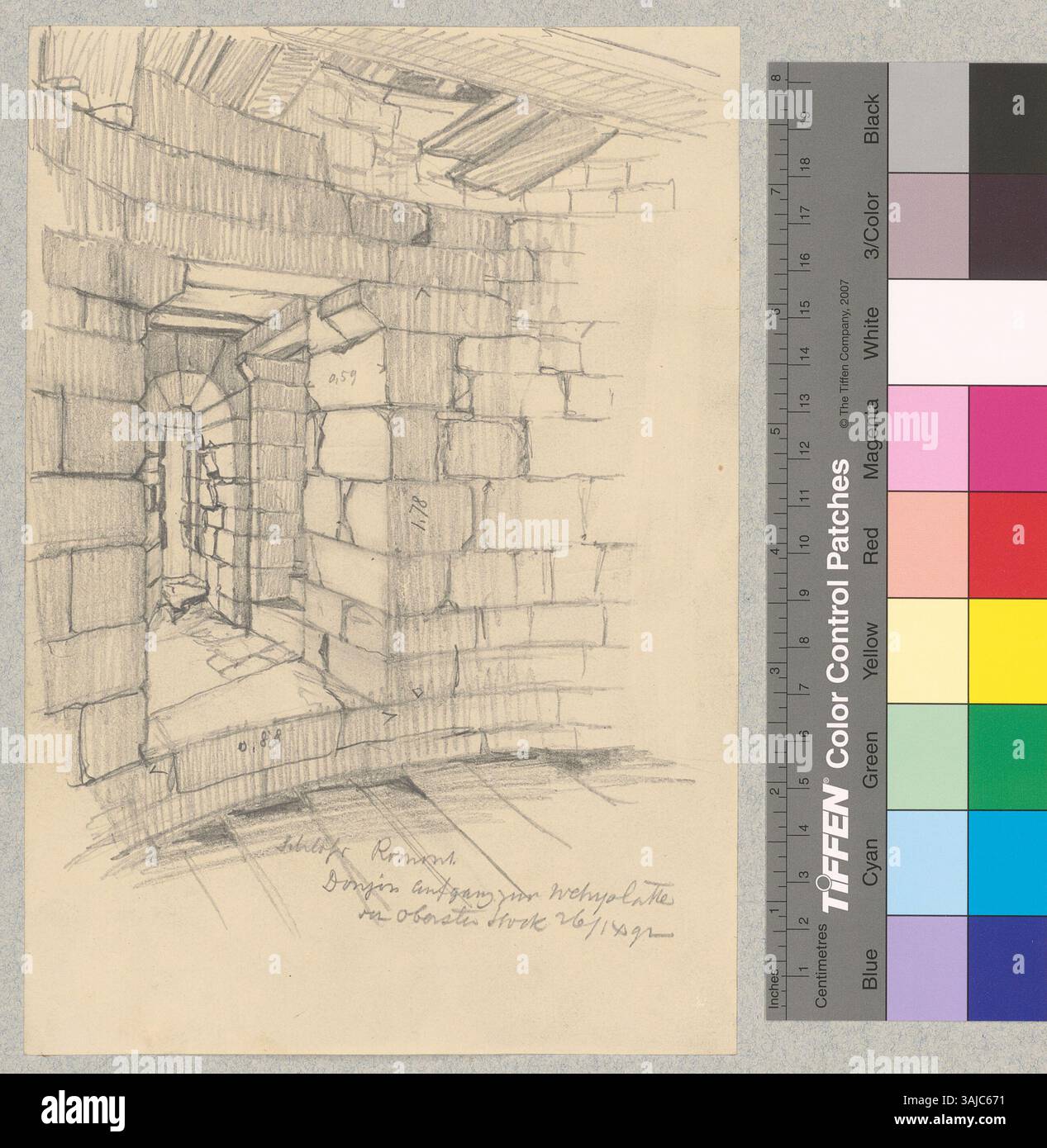 This image shows the ascent to the battleplate in the tower of Romont ...