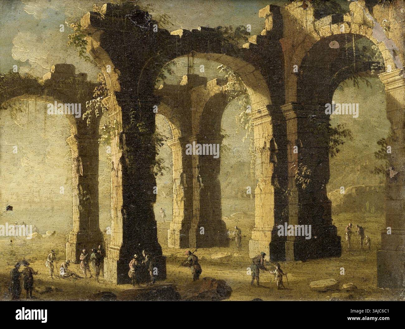 This 1683-1714 oil painting by Gennaro Greco features figures within an ...