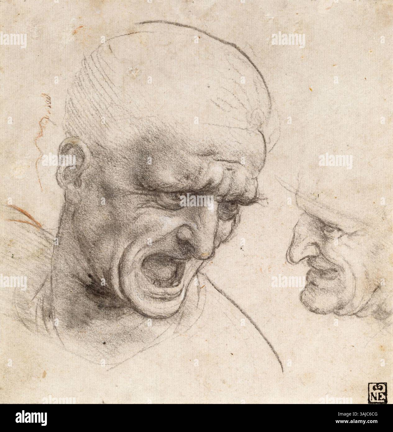Leonardo da Vinci’s study of two warriors’ heads for the Battle of ...