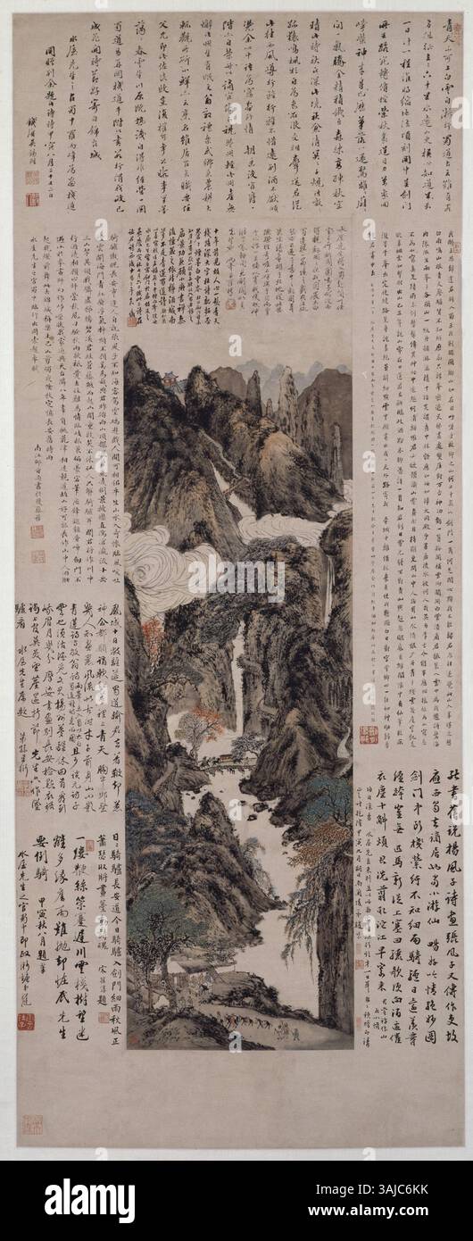 This ink and color painting by Luo Ping (1733–1799), held in The Palace Museum, features his ...