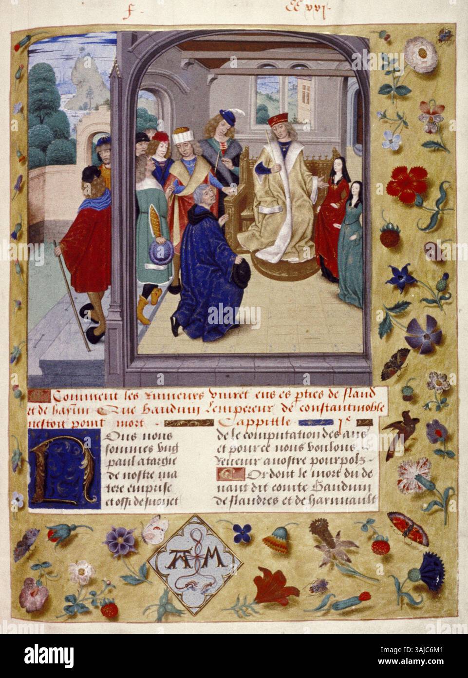This illumination from 'Annales de Hainaut' depicts Baudouin, Emperor ...