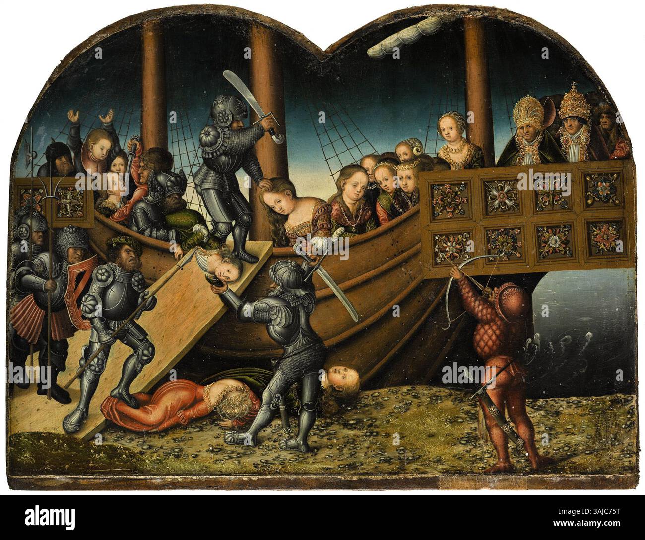 This painting by Lucas Cranach the Elder, circa 1515, depicts the martyrdom of Saint Ursula and ...