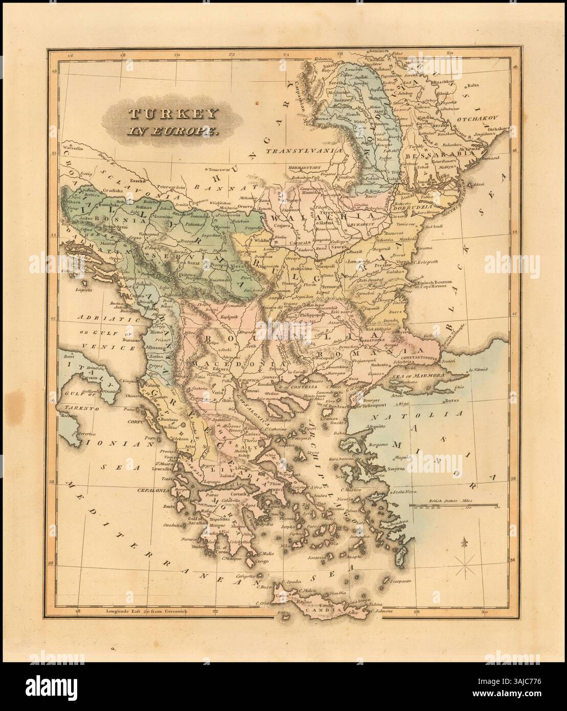 An 1823 map by Fielding Lucas, Jr showing Turkey in Europe, detailing ...