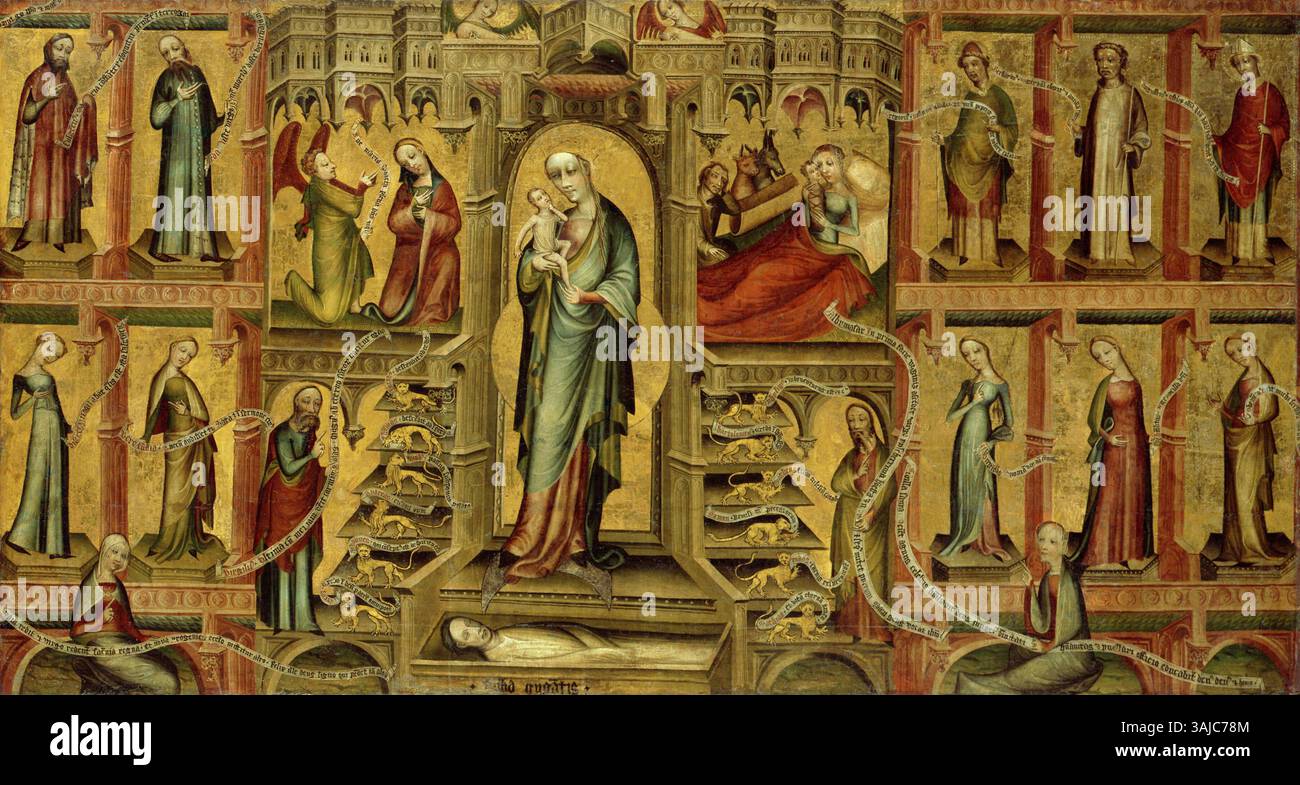 Depiction of Mary as the Throne of Solomon, symbolizing purity and the ...