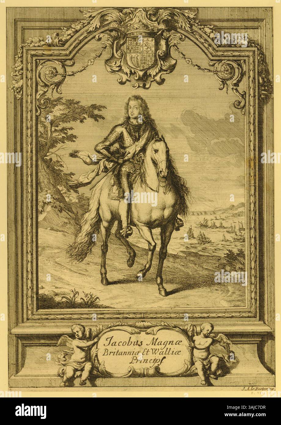 Portrait of James Francis Edward Stuart, the Old Pretender, etched by ...