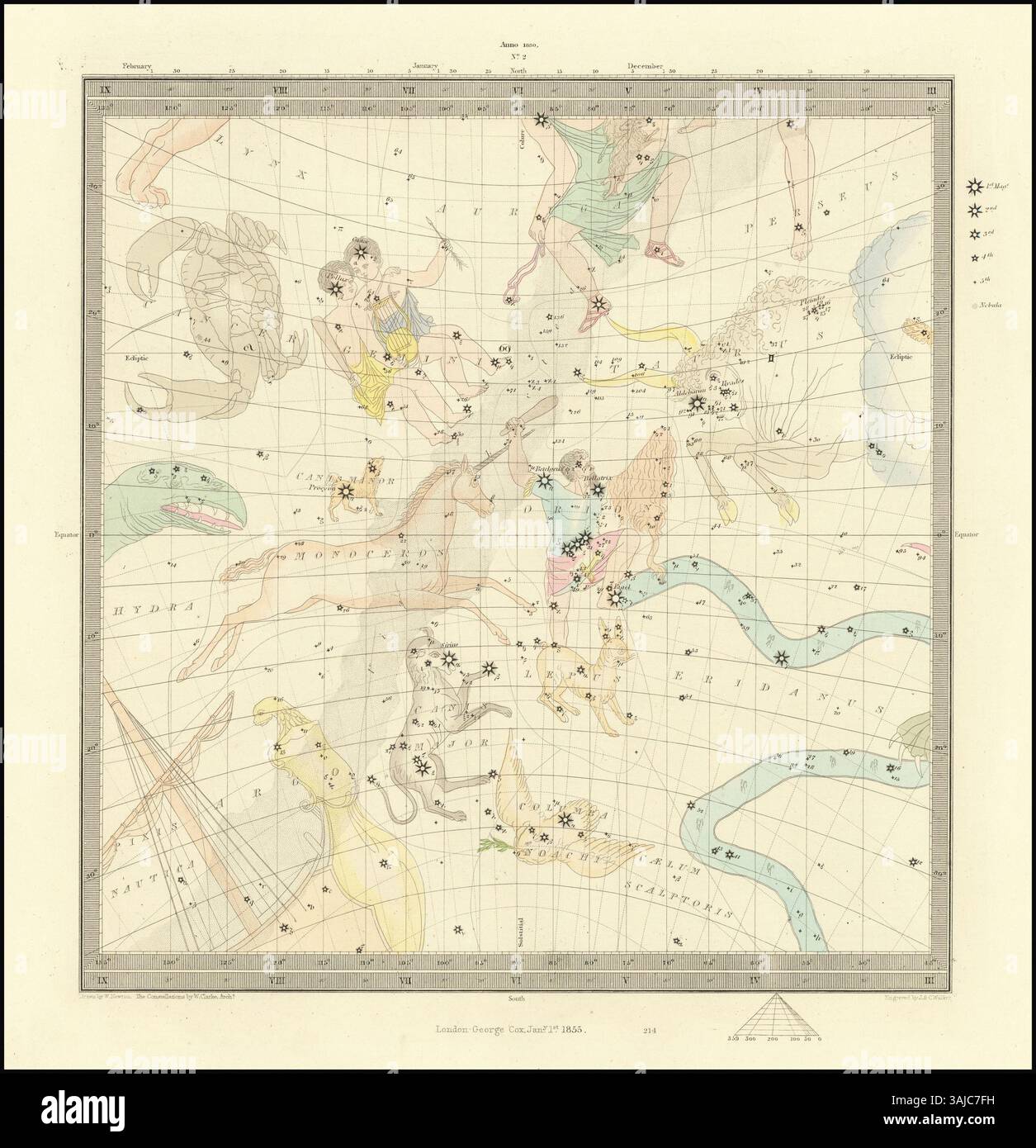 This 1855 celestial map by William Barnard Clarke depicts the ...