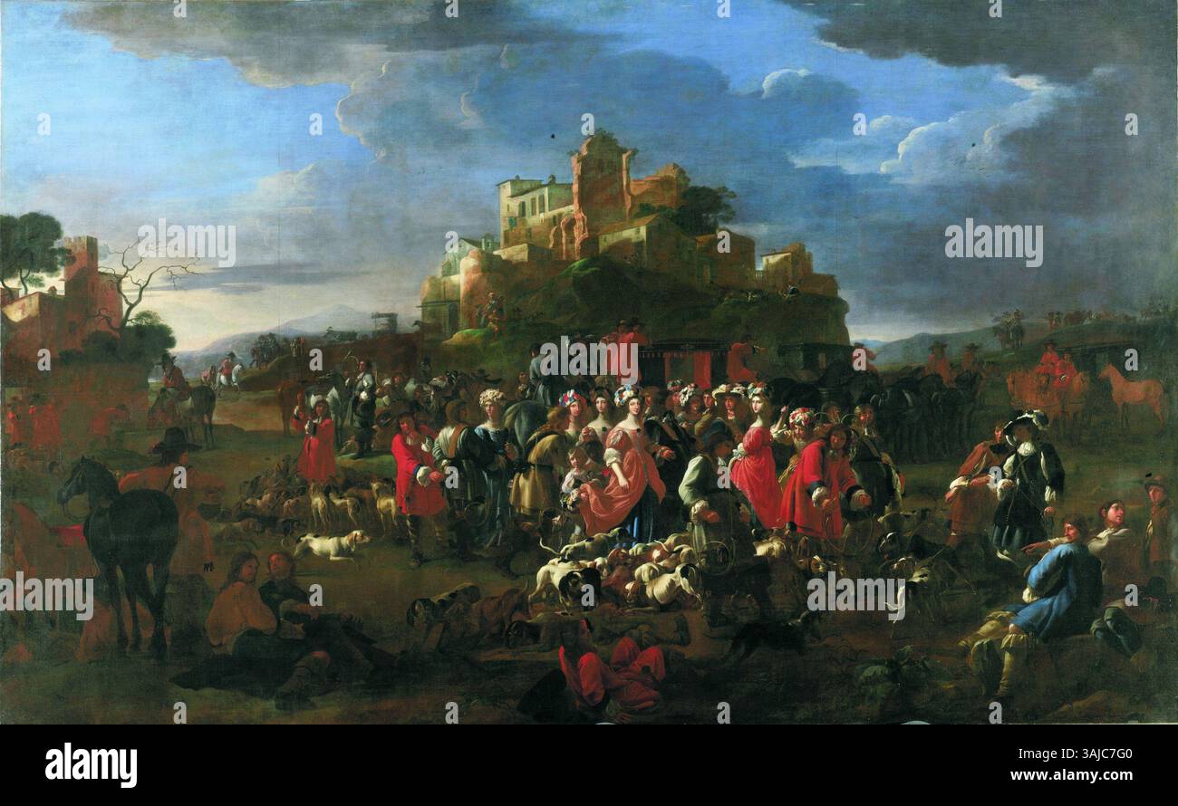 Jan Miel’s 1663 painting, ‘The Hunt,’ showcases a dramatic hunting ...