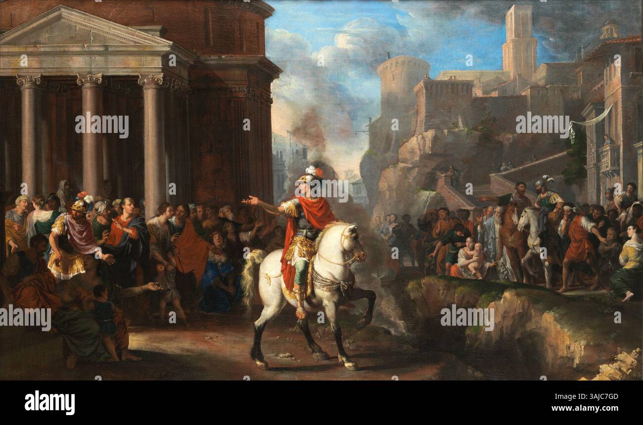 A 17th-century oil painting by Johann Heiss, titled 'Marcus Curtius ...