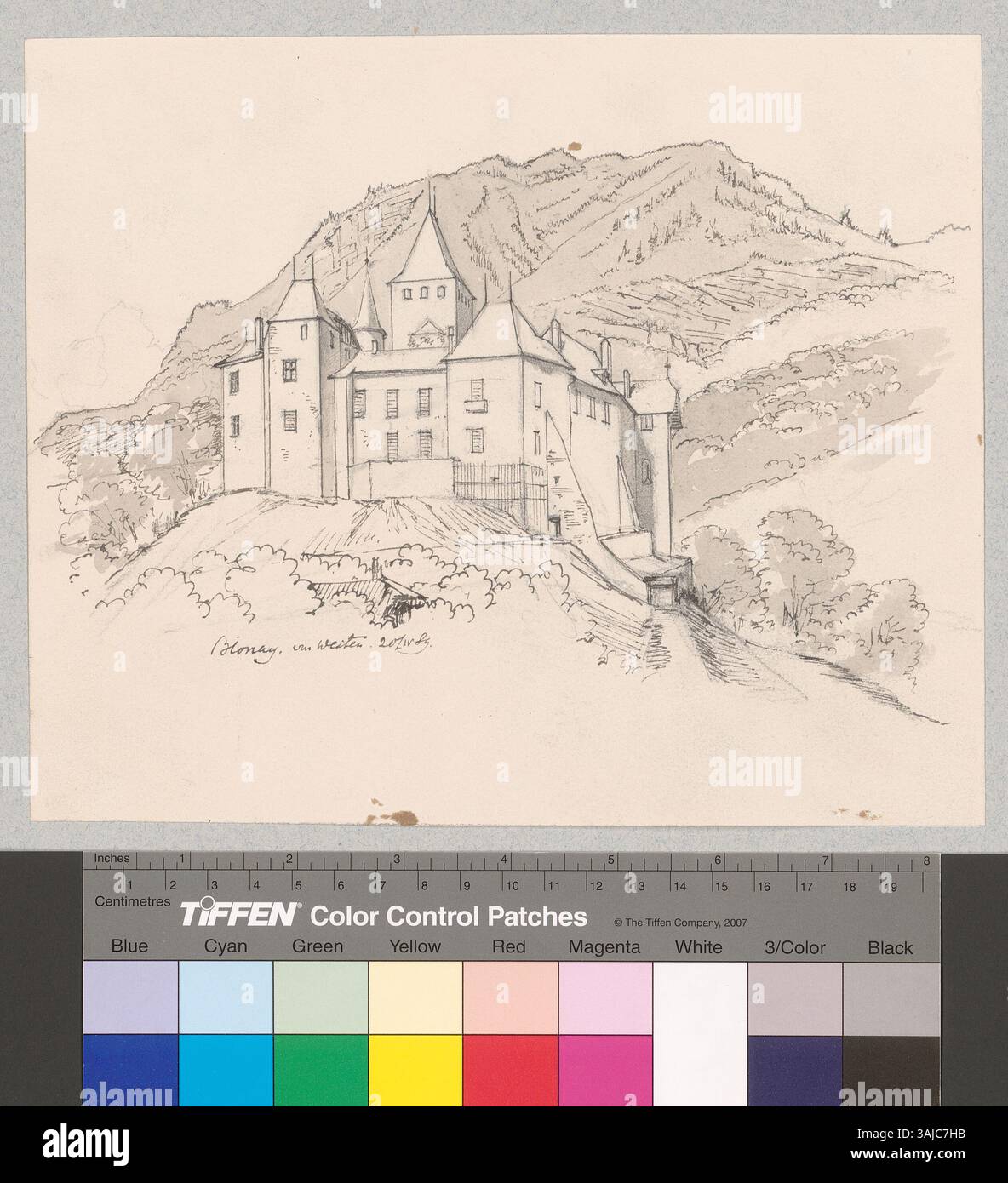 This 1889 drawing by Johann Rudolf Rahn shows an exterior view of ...