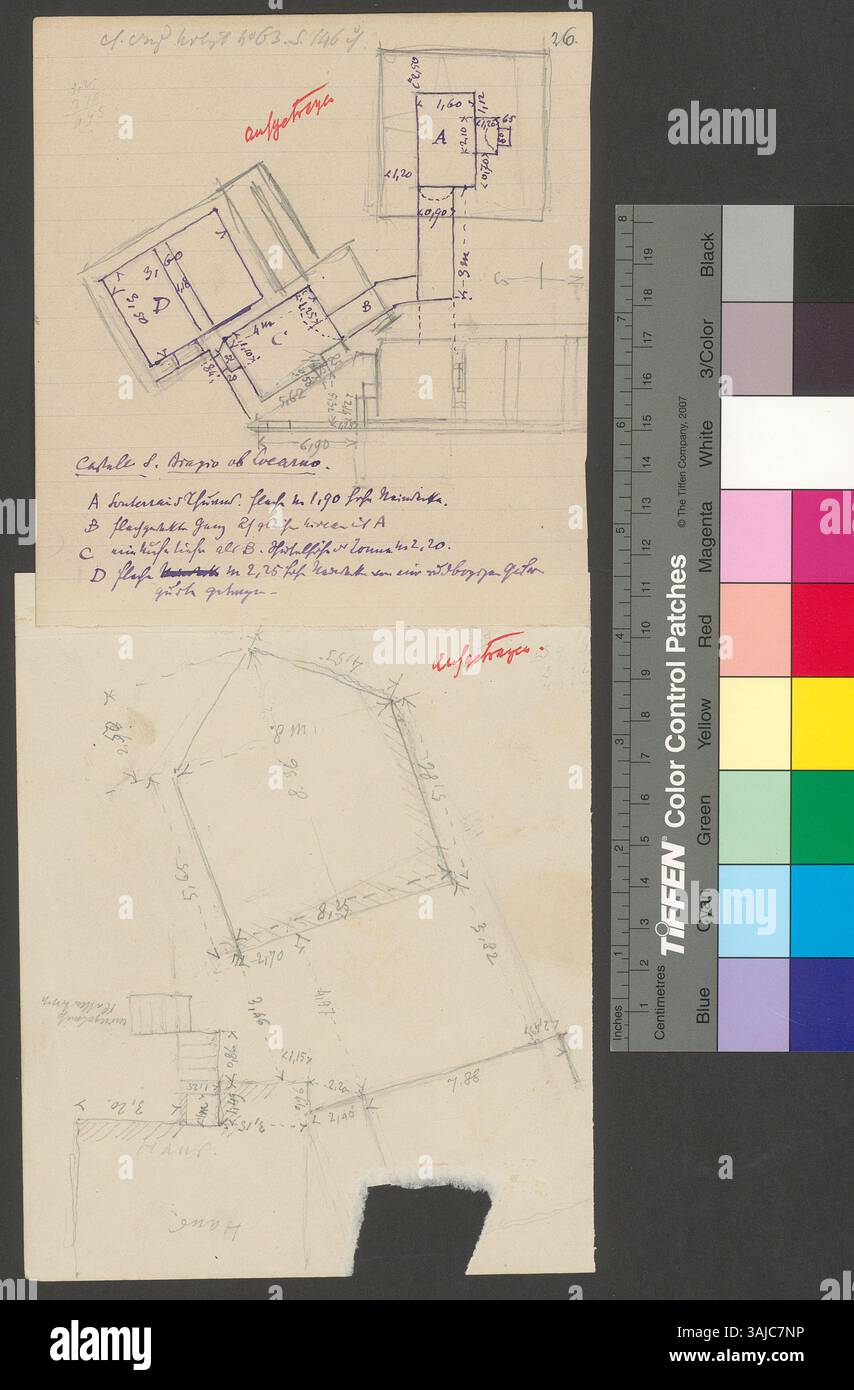 A reproduction by Johann Rudolf Rahn of the ground plan of Castello S ...