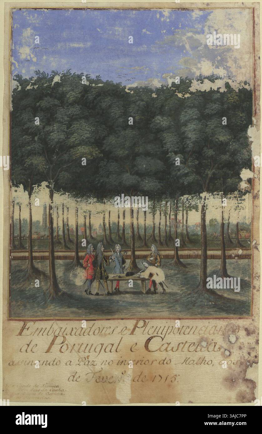 Depiction of the signing of the Treaty of Utrecht between Portugal and ...