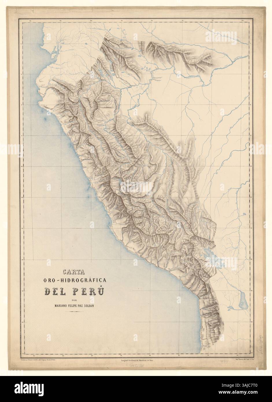 The 'Carta oro-hidrografica del Peru' by Mariano Felipe Paz Soldan ...