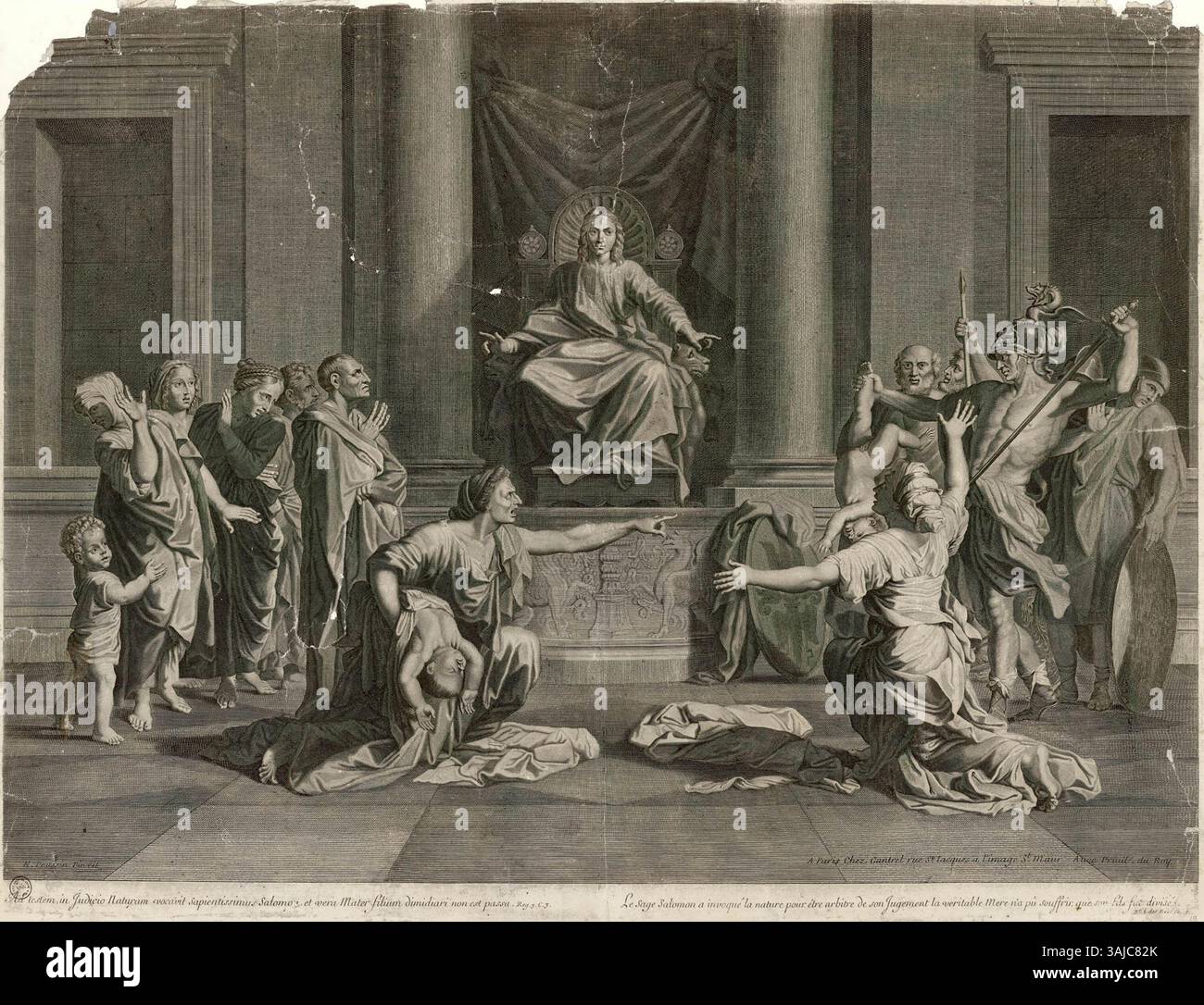 'The Judgment of Solomon' engraving by Étienne Gantrel, created around ...