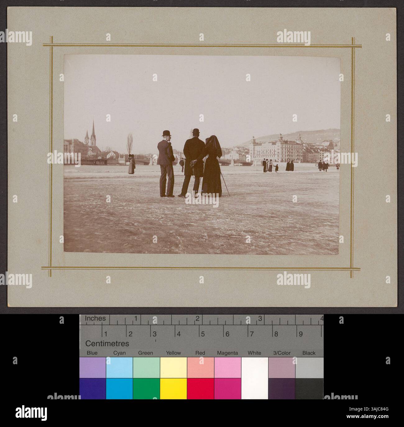 Photograph from 1891 or 1895 showing a woman and two men standing on ...