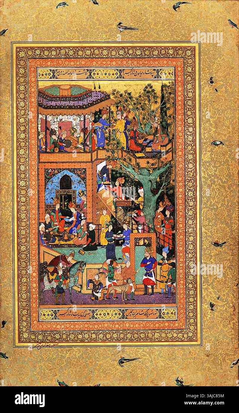 This painting, dating from 1550-56, depicts the Mughal emperors Akbar ...