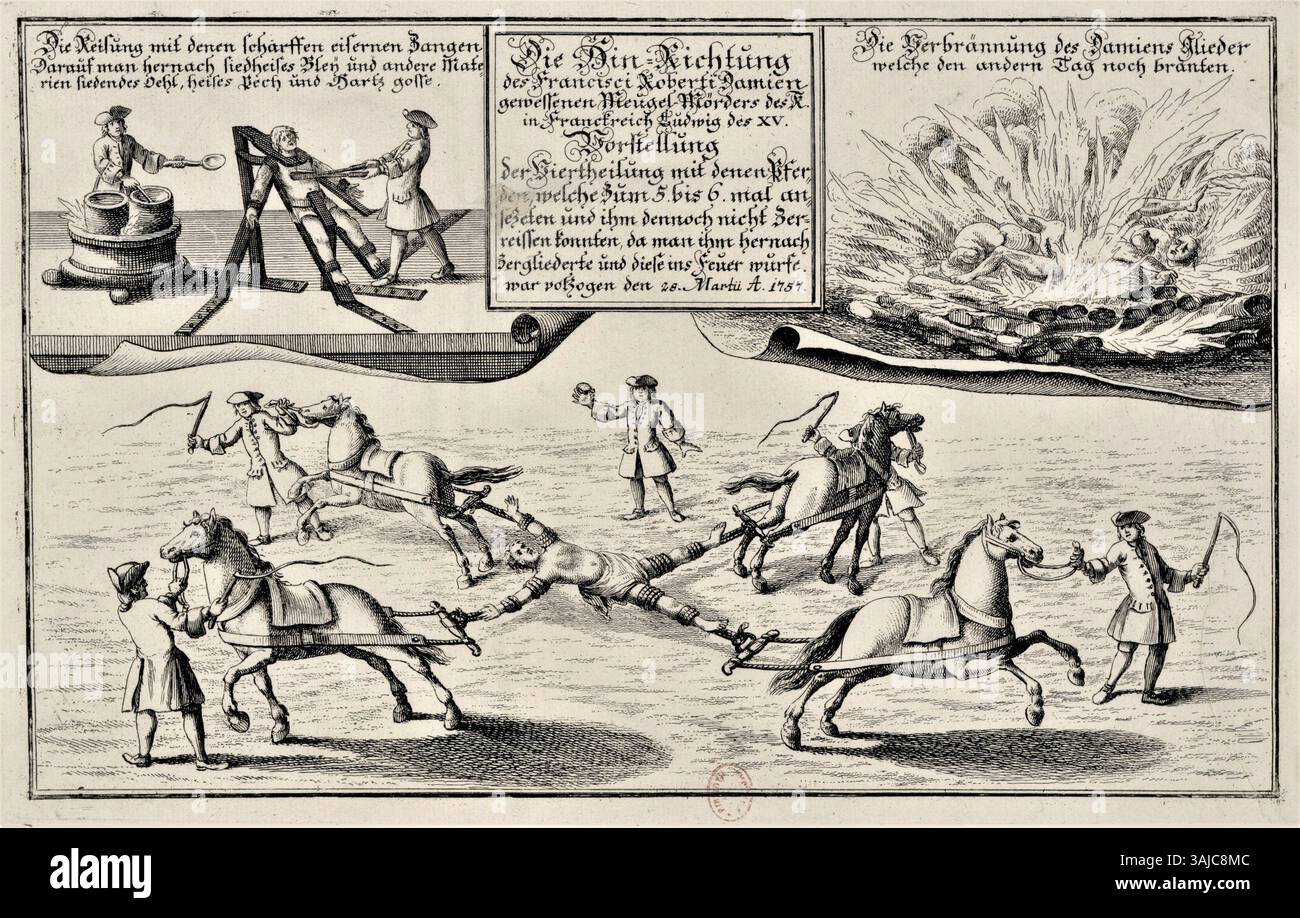 This 18th-century engraving depicts the execution of Robert-François ...