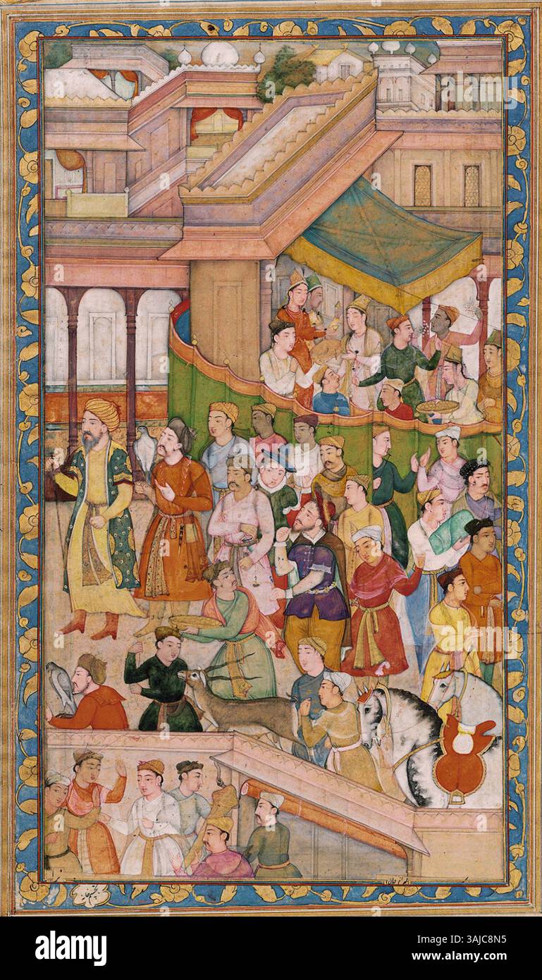 This cropped artwork from the Akbarnama of 1597 depicts the execution ...