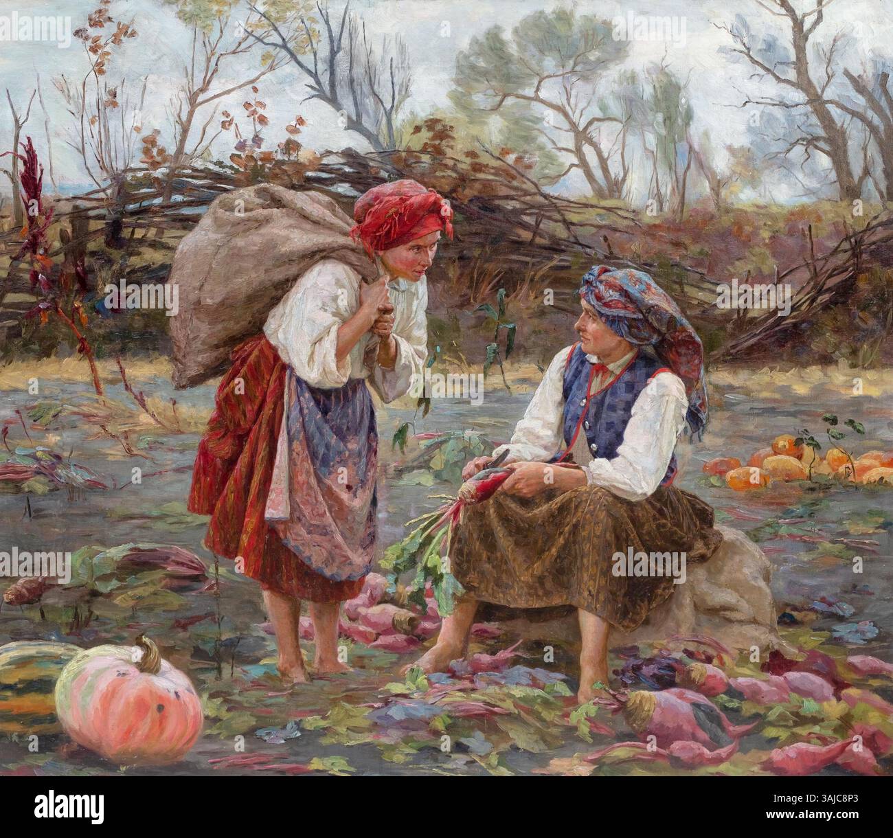 Maria Klass-Kazanowska (1857-1898) painted 'Zbieranie buraków' (Beet ...