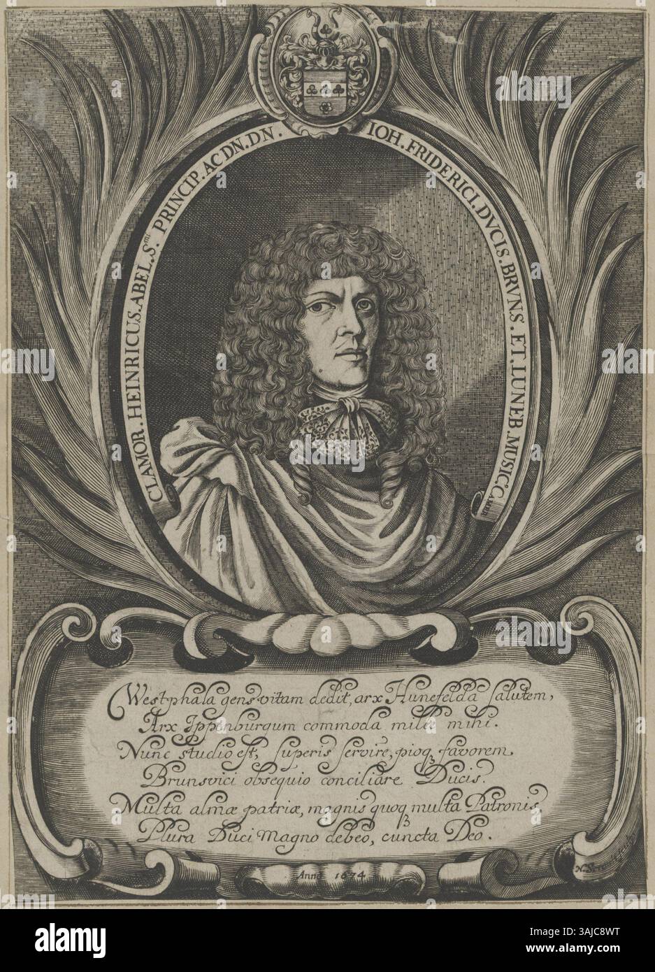 Copper engraving by Noel Serault depicting Clamor Heinrich Abel (1634 ...
