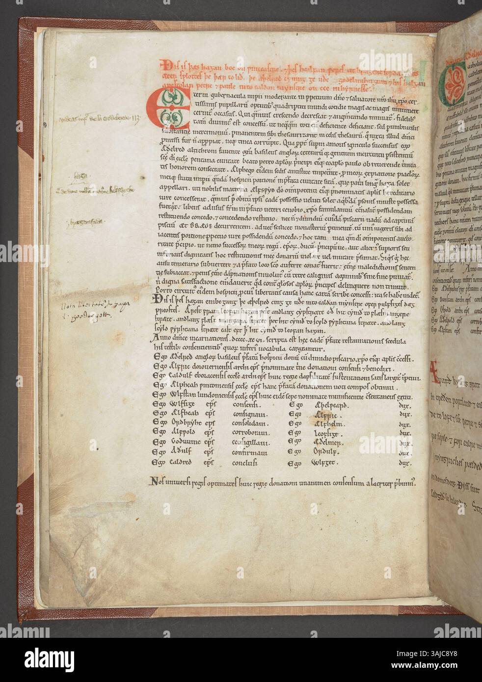 Page f006v from the Codex Wintoniensis (St Swithun Cartulary) features ...