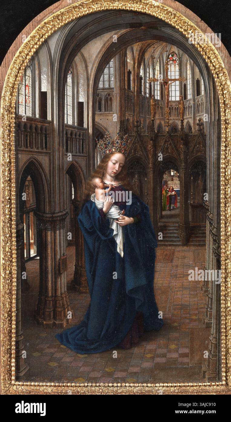 This painting by Jan Gossaert, created between 1510 and 1515, depicts the Virgin Mary with the ...