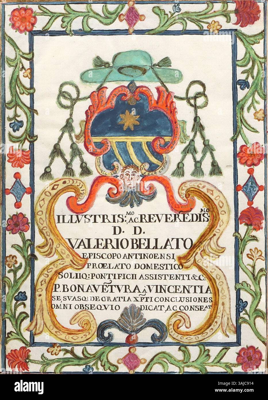This 1725 document features the coat of arms of Valerio Bellati ...