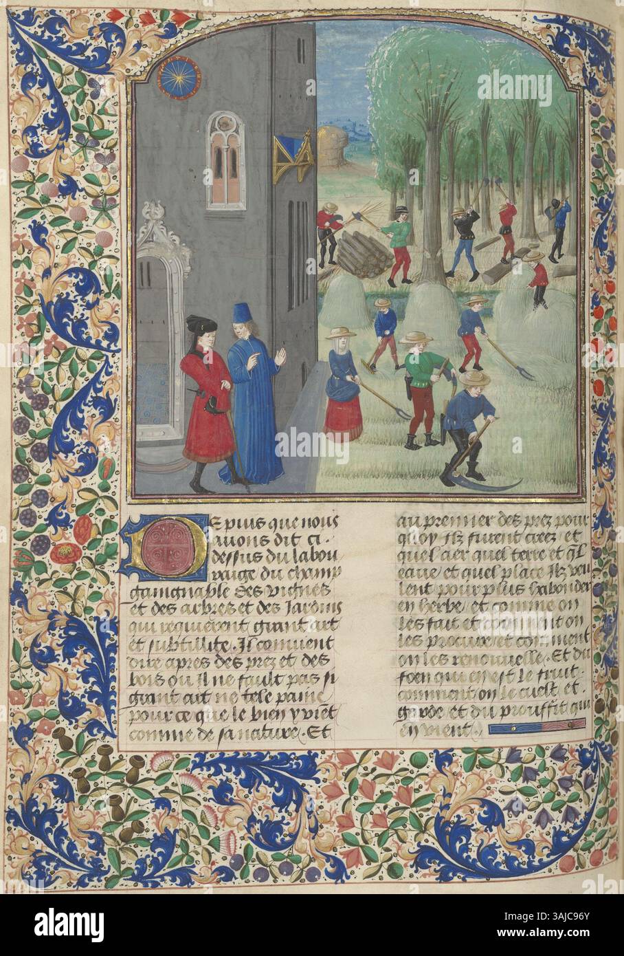 The hay harvest scene from Pierre de Crescenzi's 'Livre des prouffitz ...