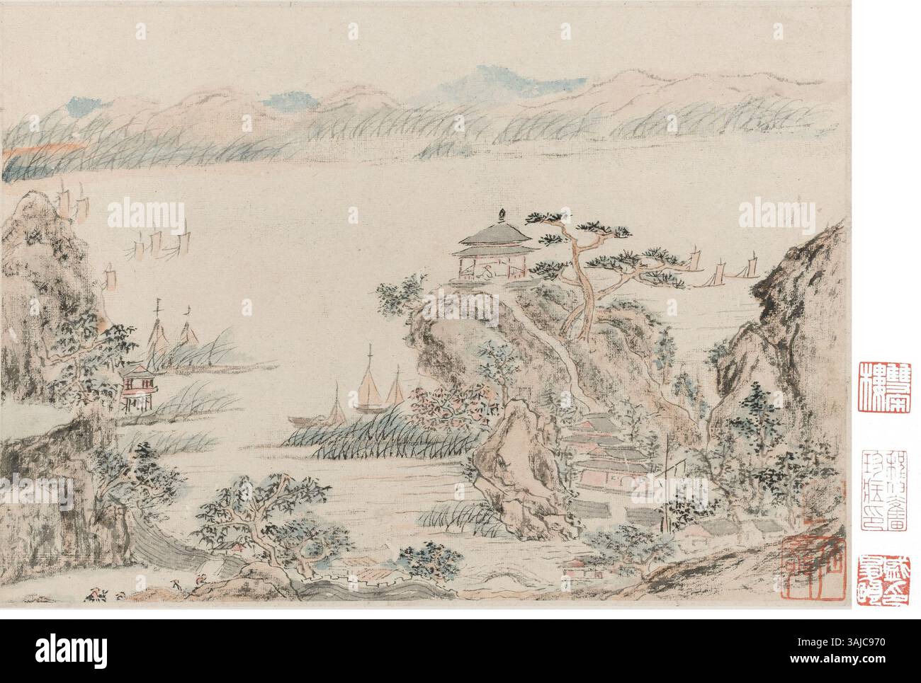 Zhong Xing's 'Ten Views of Jingling' is a 17th-century series of ink ...