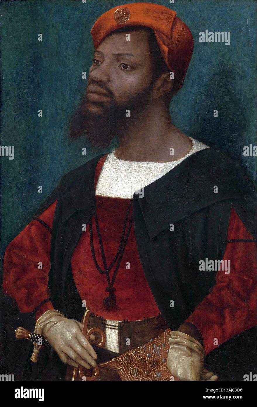 This portrait by Jan Mostaert, created between 1525 and 1530, depicts ...